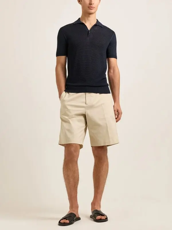 Orlebar Brown Night Iris Burnham Knit Polo Shirt - Blue