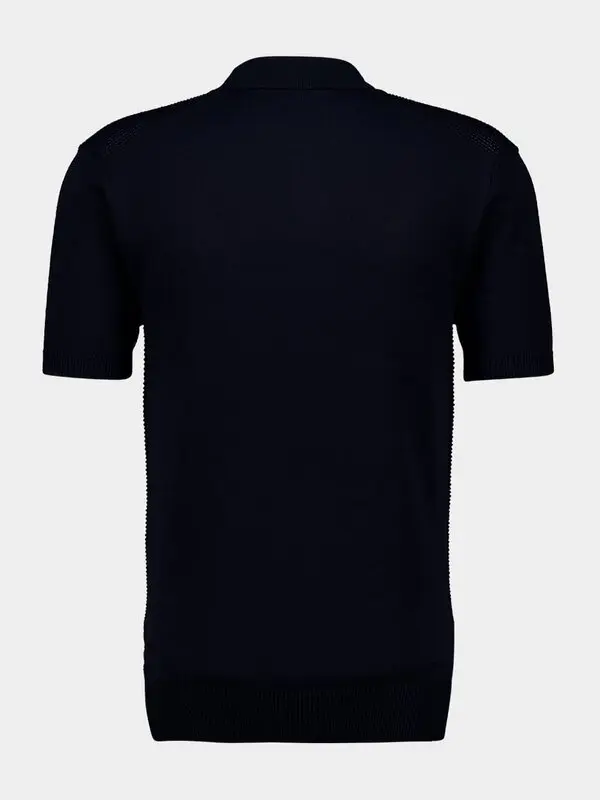 Orlebar Brown Night Iris Burnham Knit Polo Shirt - Blue