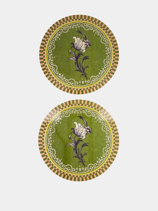 La DoubleJ Set Of 2 Fiesole Nymph Bloom Placemats - Green