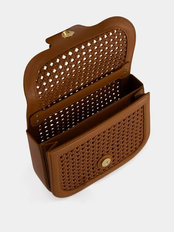 FERRAGAMO Woven Gancini Crossbody Mini Bag - Brown