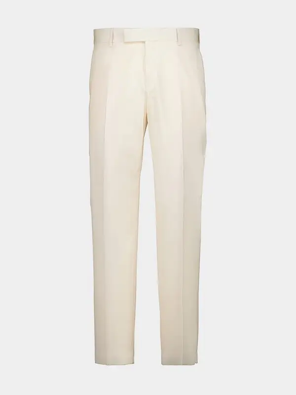 Fendi Wool Gabardine Tailored Trousers - Beige