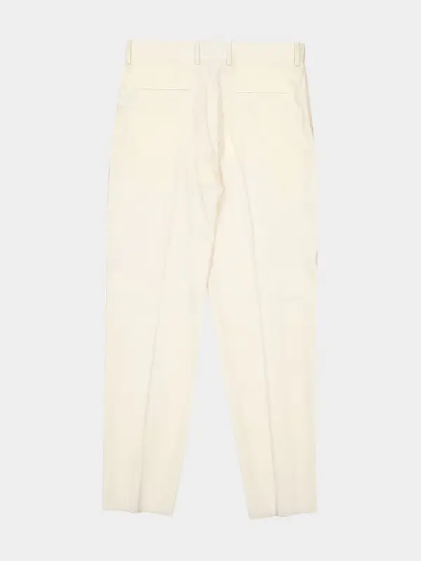 Fendi Wool Gabardine Tailored Trousers - Beige