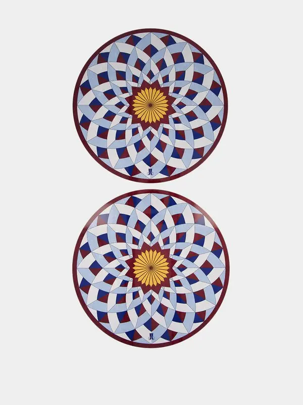 La DoubleJ Lotus Of Life Set Of 2 Cork Placemats - Blue