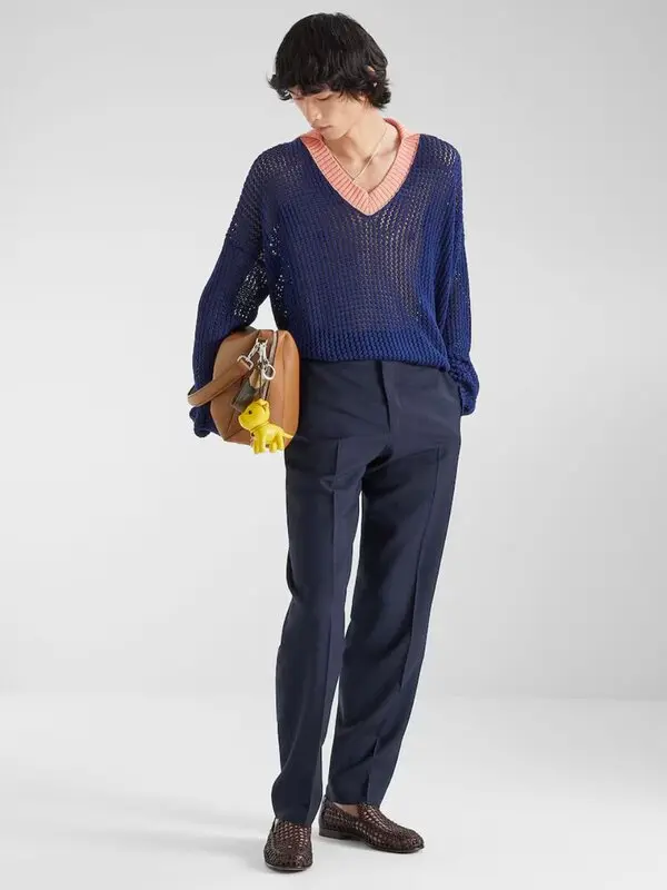 Fendi Dark Wool Tailored Trousers - Blue