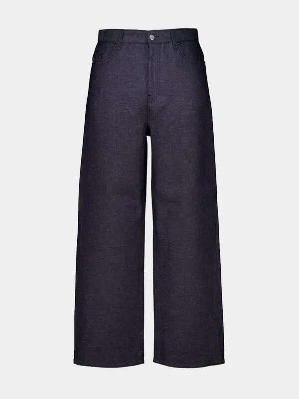 Fendi Dark Wash Wide Leg Jeans - Blue