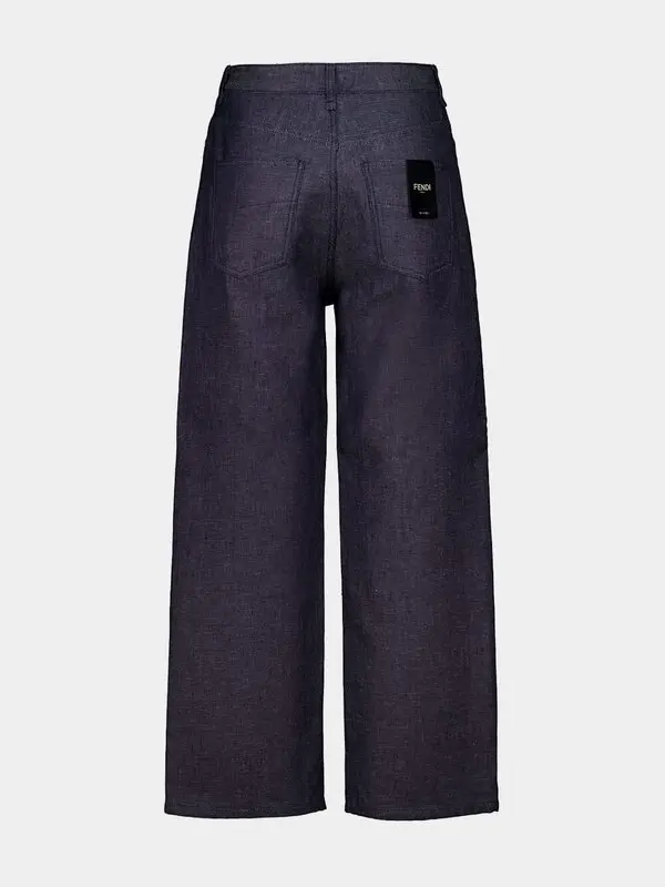 Fendi Dark Wash Wide Leg Jeans - Blue