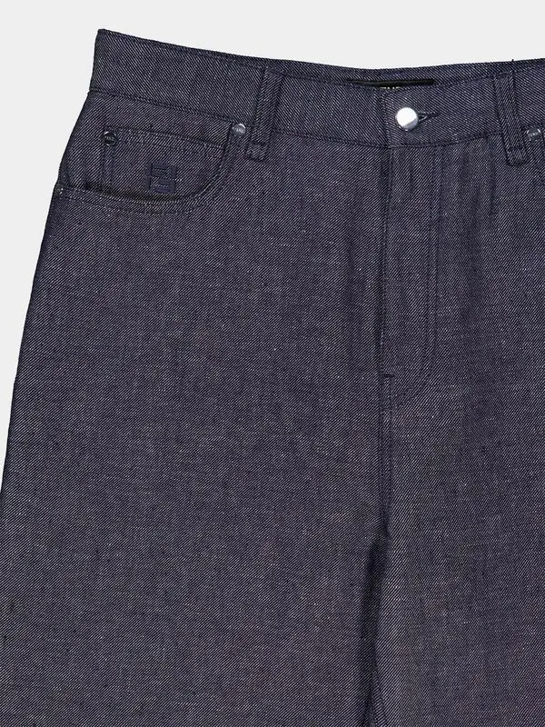 Fendi Dark Wash Wide Leg Jeans - Blue