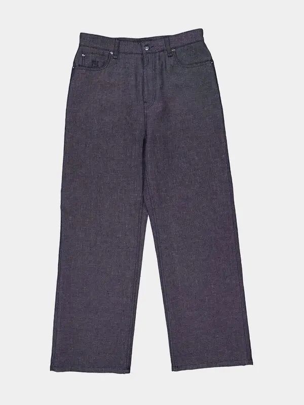 Fendi Dark Wash Wide Leg Jeans - Blue