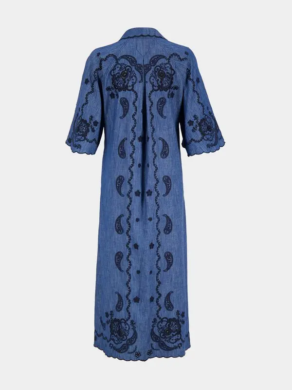 Zimmermann Railway Aster Embroidered Midi Dress - Blue