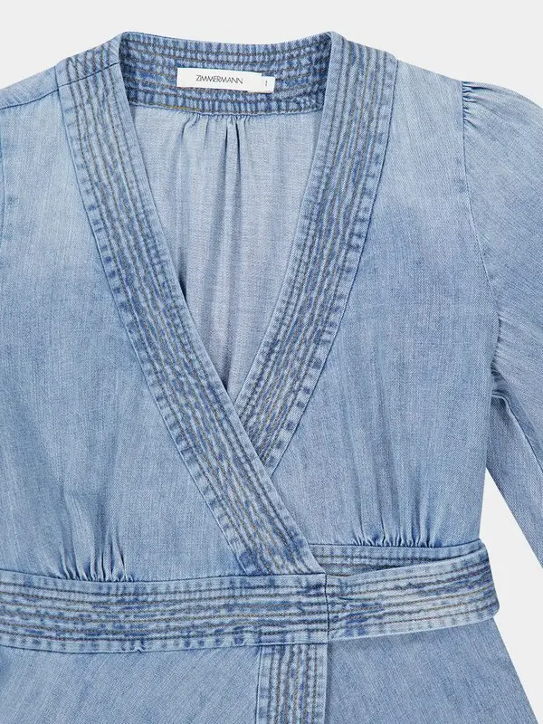 Zimmermann Skylark Indra Denim Midi Dress - Blue