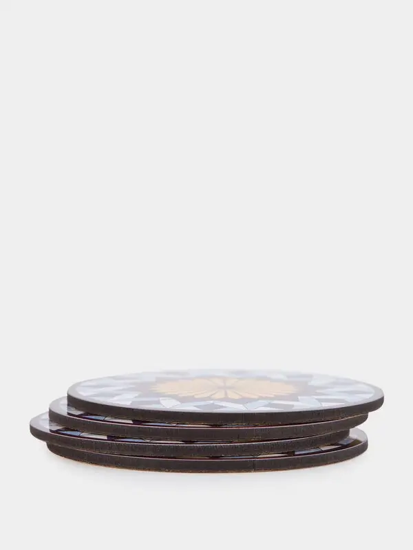La DoubleJ Lotus Of Life Cork Coasters Set Of 4 - Blue