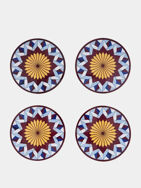 La DoubleJ Lotus Of Life Cork Coasters Set Of 4 - Blue