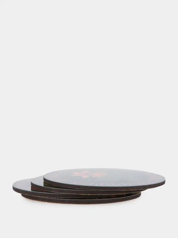 La DoubleJ Flora & Fauna Cork Coaster Set Of 4 - Green