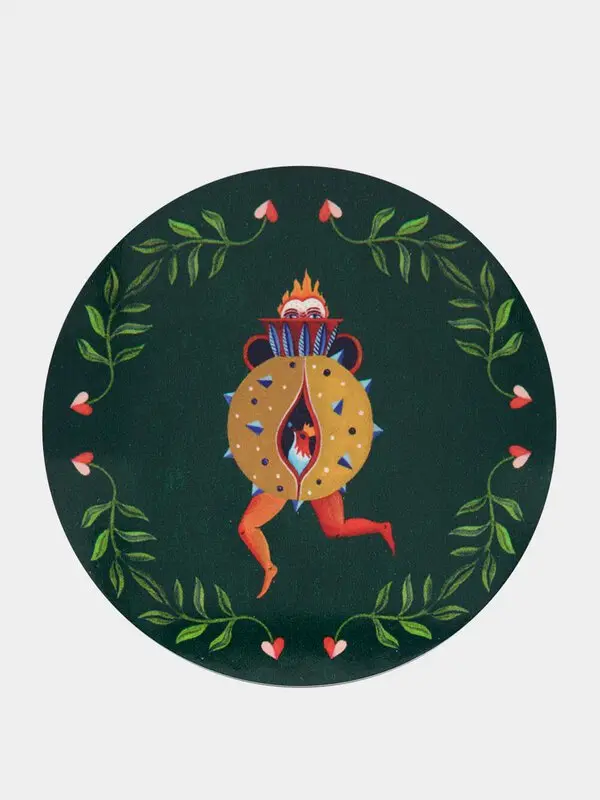La DoubleJ Flora & Fauna Cork Coaster Set Of 4 - Green