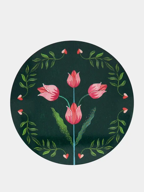 La DoubleJ Flora & Fauna Cork Coaster Set Of 4 - Green