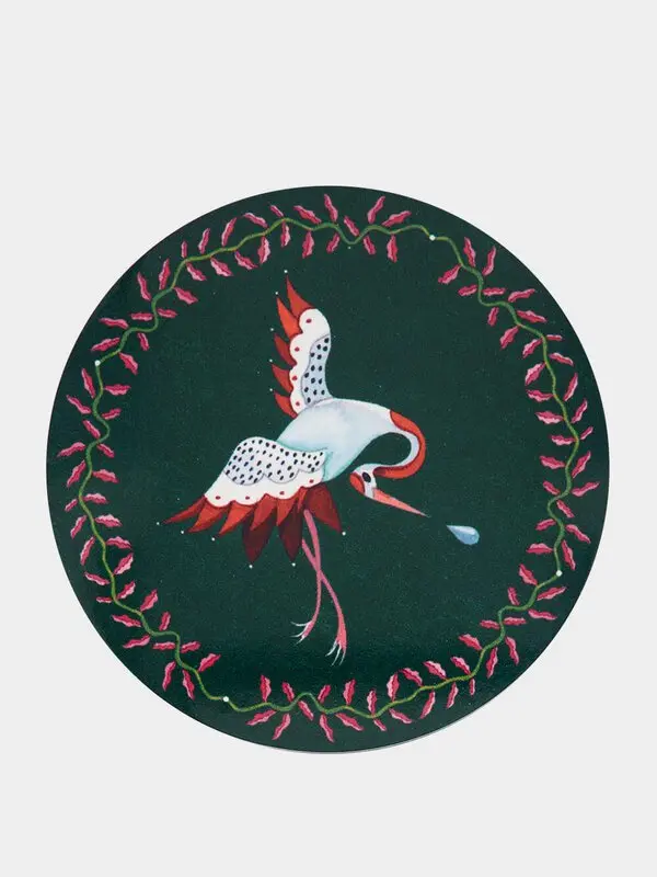 La DoubleJ Flora & Fauna Cork Coaster Set Of 4 - Green
