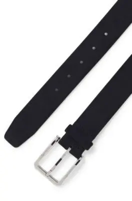 BOSS Suede Belt With Silver-tone Buckle - Dark Blue