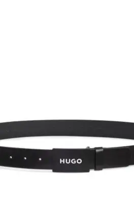 Hugo Leather Belt With Branded Plaque Buckle