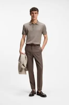 BOSS Regular-fit Polo Shirt With Micro Mouliné Finish - Light Beige