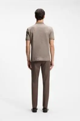 BOSS Regular-fit Polo Shirt With Micro Mouliné Finish - Light Beige