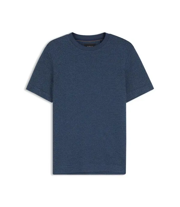 BOSS Mouliné T-shirt In Cotton - Light Blue