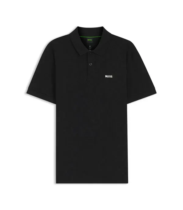 BOSS Cotton-piqué Polo Shirt With All-over Print - Black