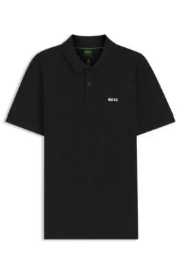 BOSS Cotton-piqué Polo Shirt With All-over Print - Black