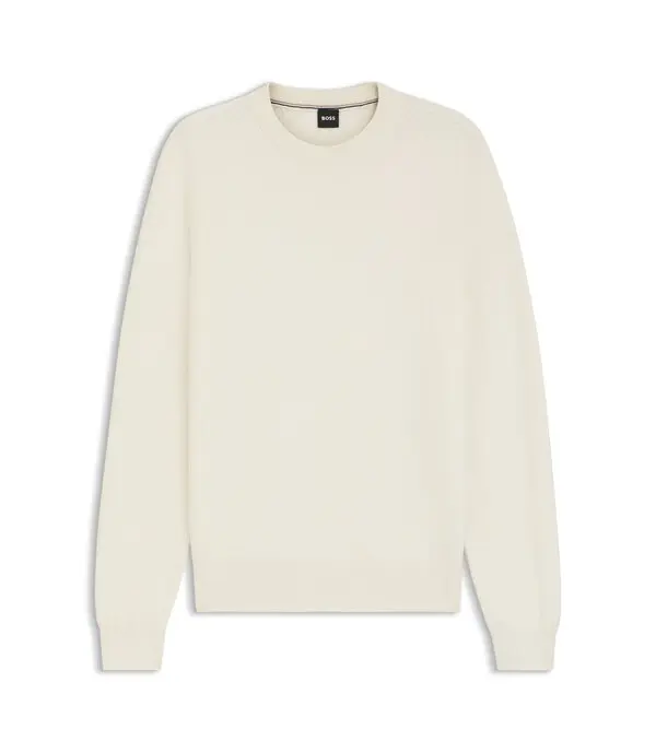 BOSS Regular-fit Sweater In Diagonal-structured Cotton