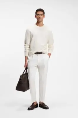 BOSS Regular-fit Sweater In Diagonal-structured Cotton
