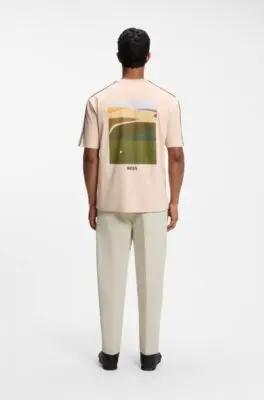 BOSS The Open Cotton T-shirt With Golf Graphic - Light Orange