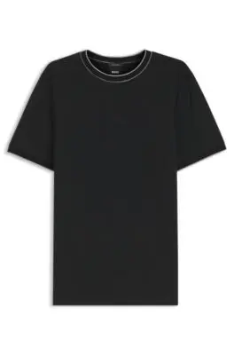 BOSS Regular-fit T-shirt In Structured Cotton With Tipping Details