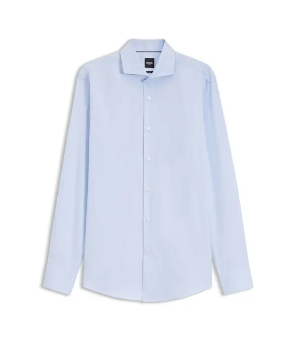 BOSS Slim-fit Shirt Crafted From A Wrinkle-resistant Cotton Blend - Light Blue