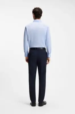 BOSS Slim-fit Shirt Crafted From A Wrinkle-resistant Cotton Blend - Light Blue