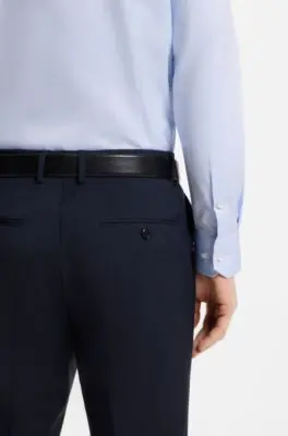 BOSS Slim-fit Shirt Crafted From A Wrinkle-resistant Cotton Blend - Light Blue
