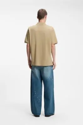 Hugo Cotton-piqué Polo Shirt With Blue Logo Badge