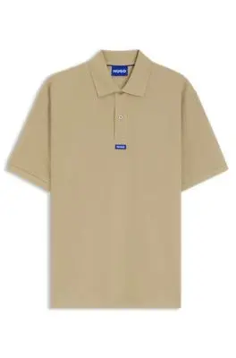 Hugo Cotton-piqué Polo Shirt With Blue Logo Badge