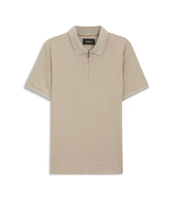 BOSS Mercerized-cotton Polo Shirt With Zipper Placket