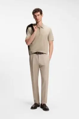 BOSS Mercerized-cotton Polo Shirt With Zipper Placket