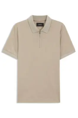 BOSS Mercerized-cotton Polo Shirt With Zipper Placket