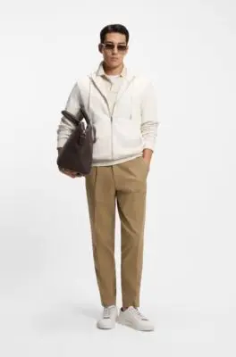 BOSS Zip-up Hoodie With Monogram Hood