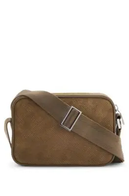 BOSS Monogram Suede Crossbody Bag