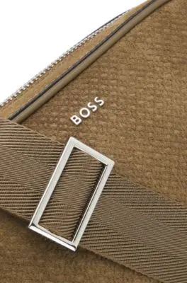 BOSS Monogram Suede Crossbody Bag
