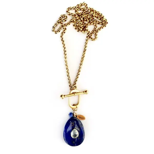 Persia Donà Jewelry Lapis Lazuli Pendant Toggle Chain Necklace - Gold