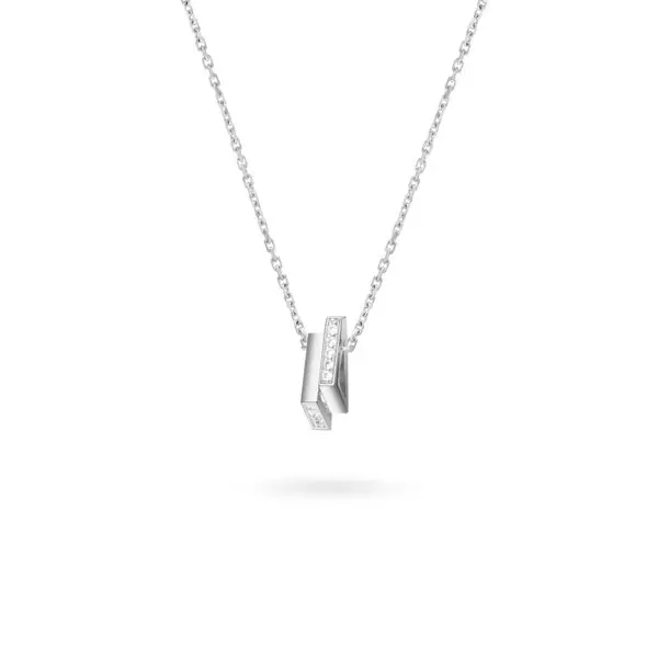 MEULIEN Sterling Double Mini Triangle Necklace With Pave-set Moissanite - Silver