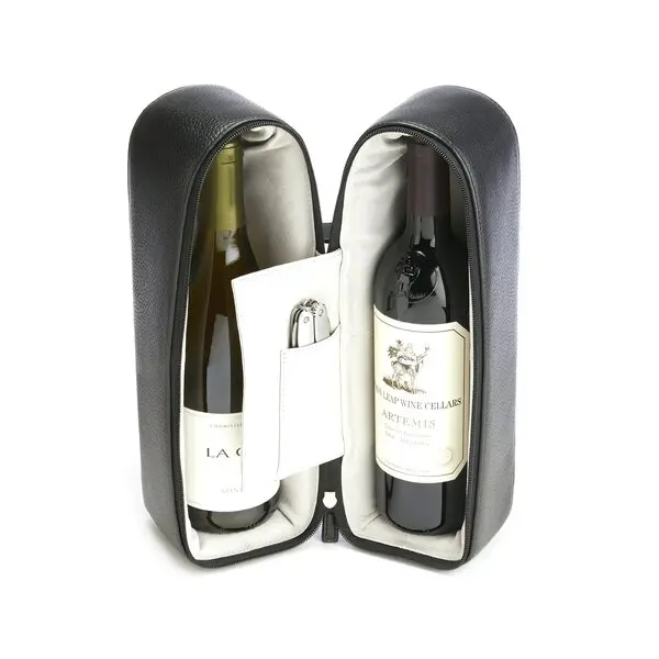 ROYCE NEW YORK Double Wine Bottle Carrying Case - Black