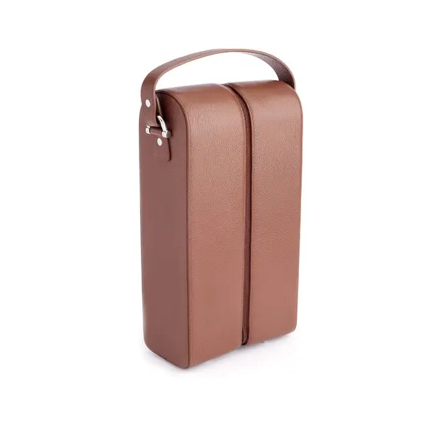 ROYCE NEW YORK Double Wine Bottle Carrying Case - Tan
