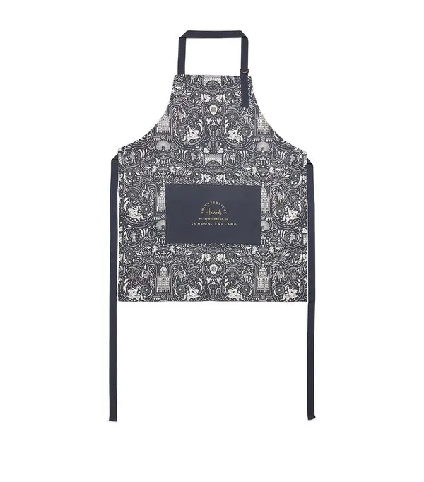 Harrods Knights Of Brompton Cotton Apron - Navy