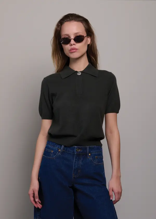 TT STUDIOS Dakota Cashmere Polo Shirt - Dark Olive