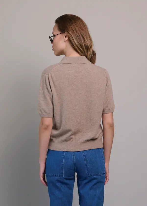 TT STUDIOS Dakota Cashmere Polo Shirt With Short Sleeves - Sand