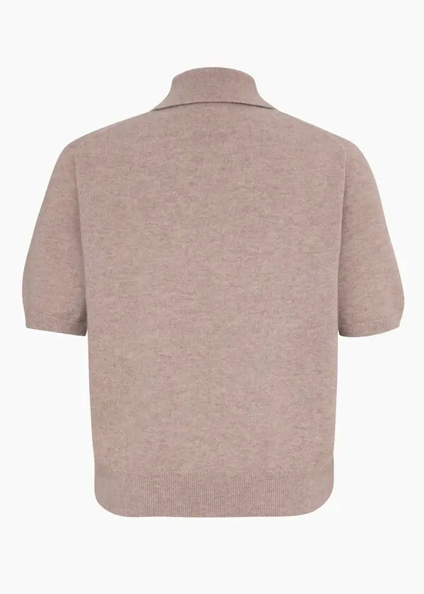 TT STUDIOS Dakota Cashmere Polo Shirt With Short Sleeves - Sand
